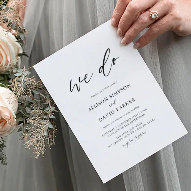 Calligraphy Elegant We Do Wedding Invitation | Zazzle