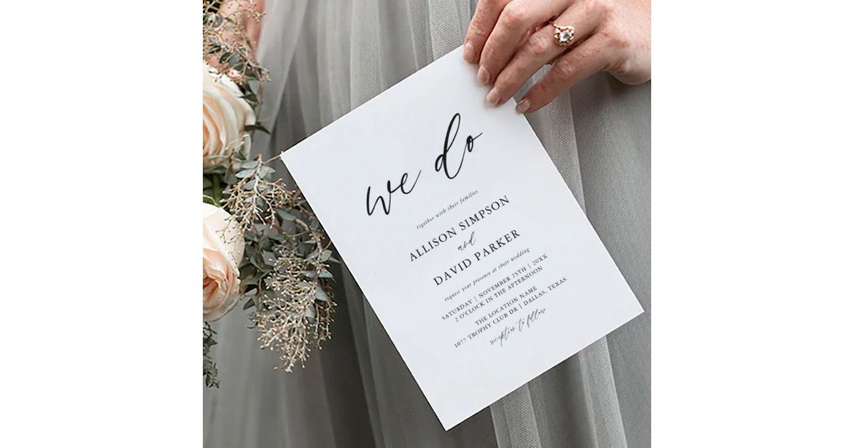 Calligraphy Elegant We Do Wedding Invitation | Zazzle