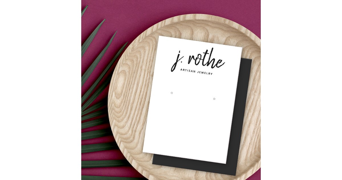 Calligraphy Font Black White Earring Display | Zazzle