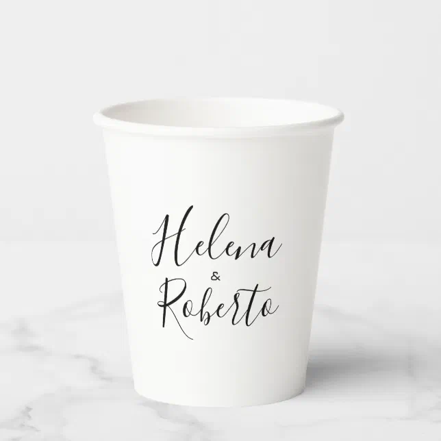 Calligraphy Formal Wedding Paper Cups | Zazzle