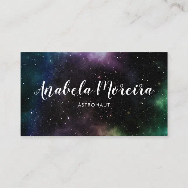 Calligraphy Galaxy Themed Space Modern Creative Business Card | Zazzle