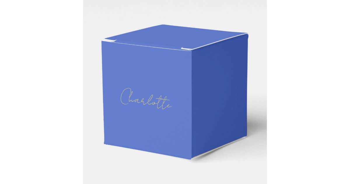 Calligraphy Gold Color Deep Royal Custom Name Favor Boxes | Zazzle