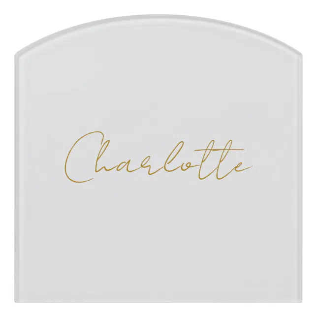 Calligraphy Gold Color Grey Custom Personal Edit Door Sign | Zazzle