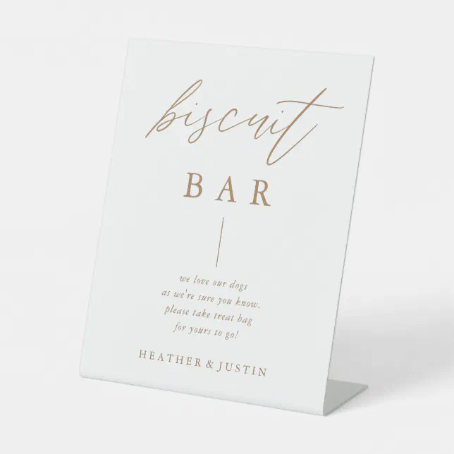 Calligraphy Gold Wedding Dog Biscuit Bar Sign | Zazzle