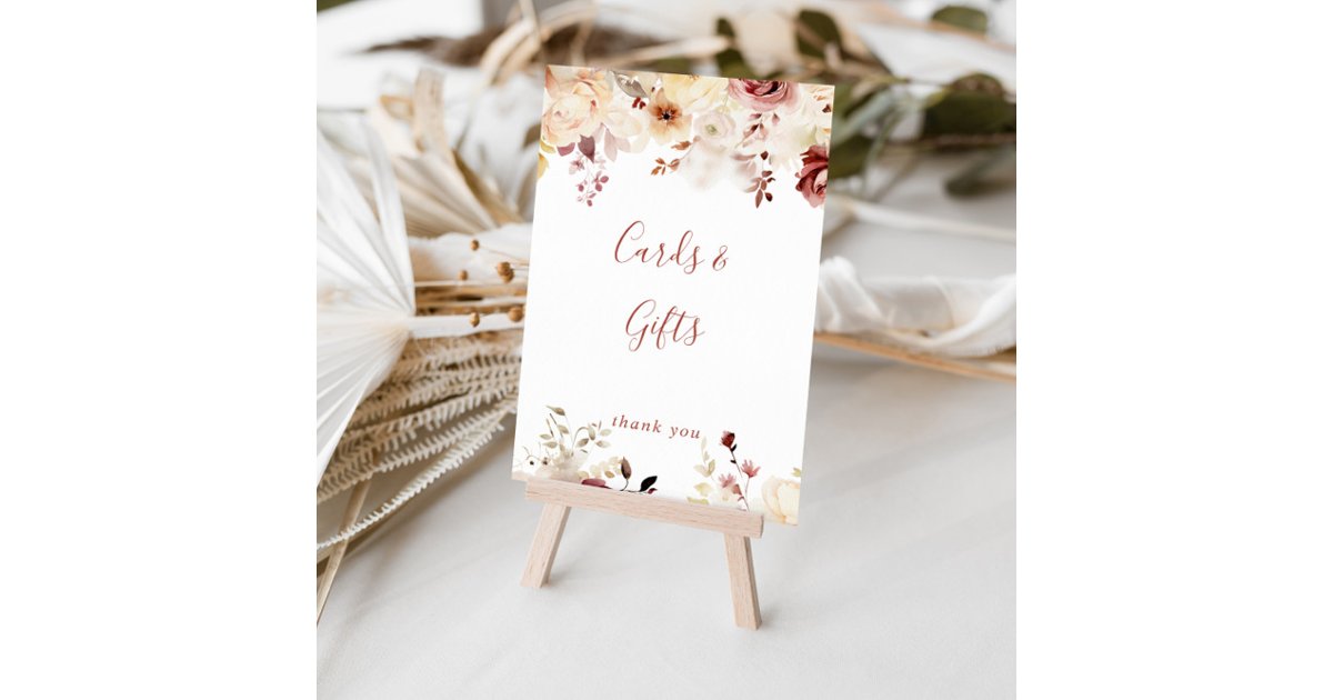 Calligraphy Graceful Floral Cards and Gifts Sign | Zazzle