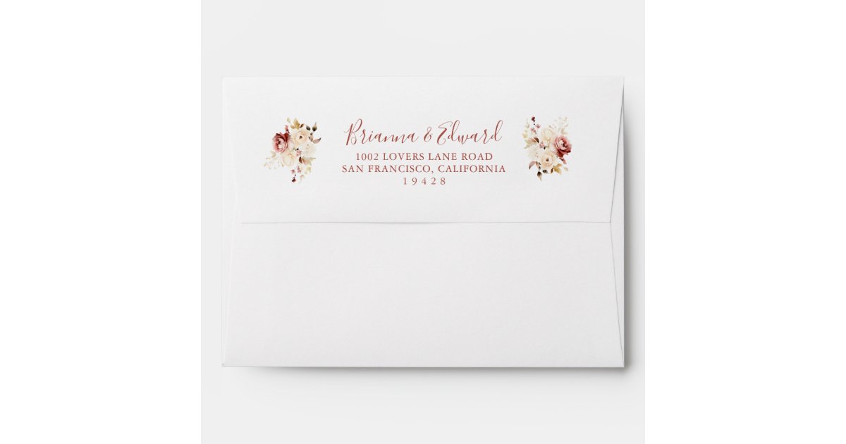 Calligraphy Graceful Floral Wedding Invitation Envelope | Zazzle