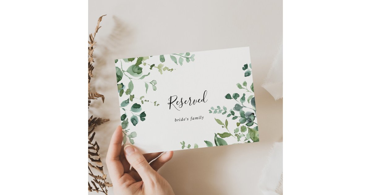 Calligraphy Green Foliage Wedding Reserved Sign | Zazzle