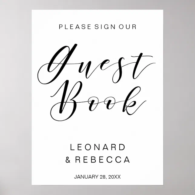 Calligraphy GUEST BOOK wedding sign | Zazzle