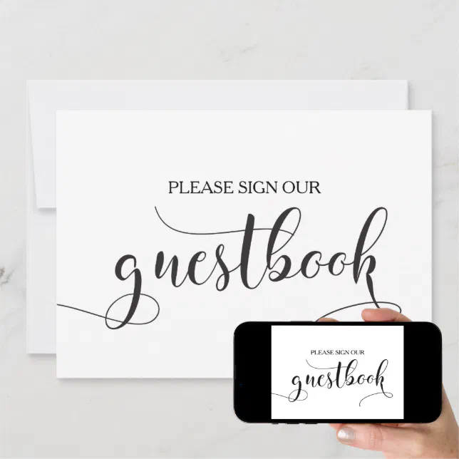 Calligraphy Guestbook Wedding Sign Card | Zazzle