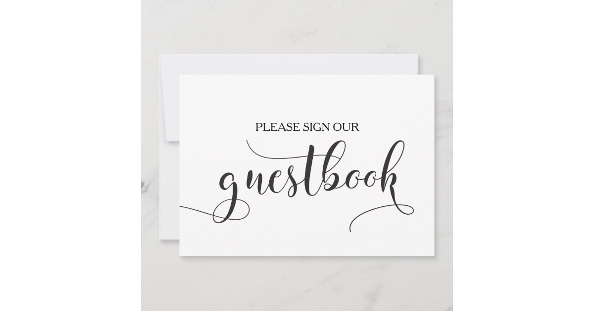 Calligraphy Guestbook Wedding Sign Card | Zazzle