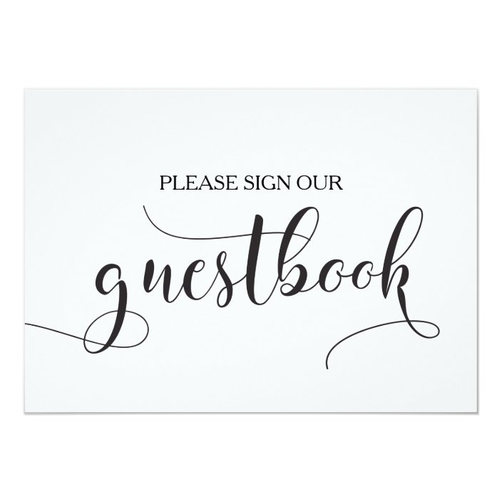 Calligraphy Guestbook Wedding Sign Card | Zazzle.com