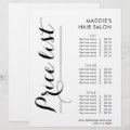 Calligraphy Hair Salon Price List | Zazzle