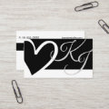 Calligraphy Heart Shape Black and White Initials Business Card | Zazzle