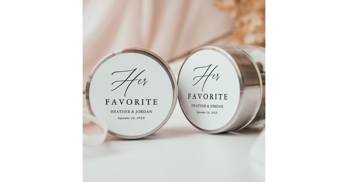 Calligraphy Her Favorite Wedding Treat Box Classic Round Sticker | Zazzle