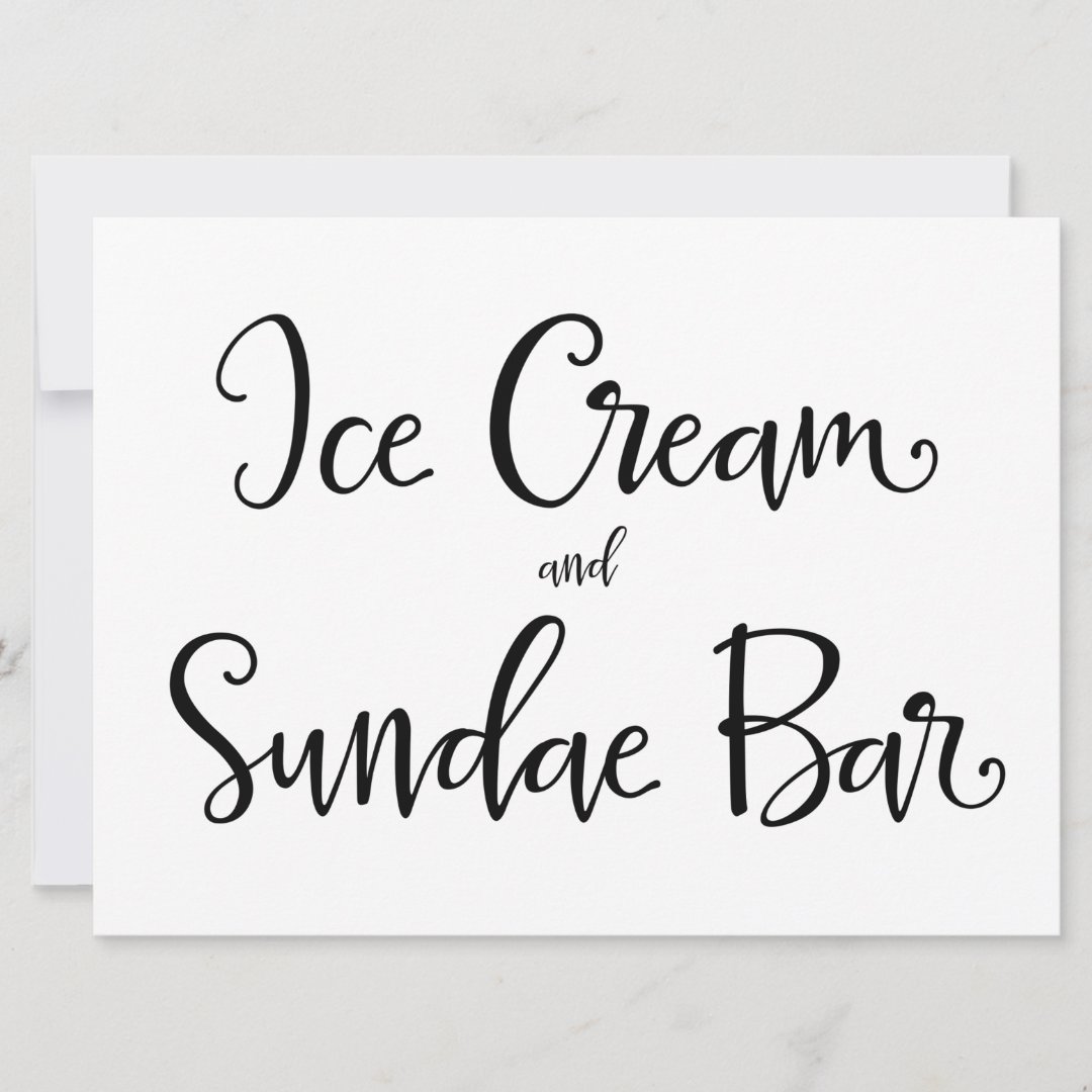 Calligraphy | "Ice Cream and Sundae Bar" Sign | Zazzle
