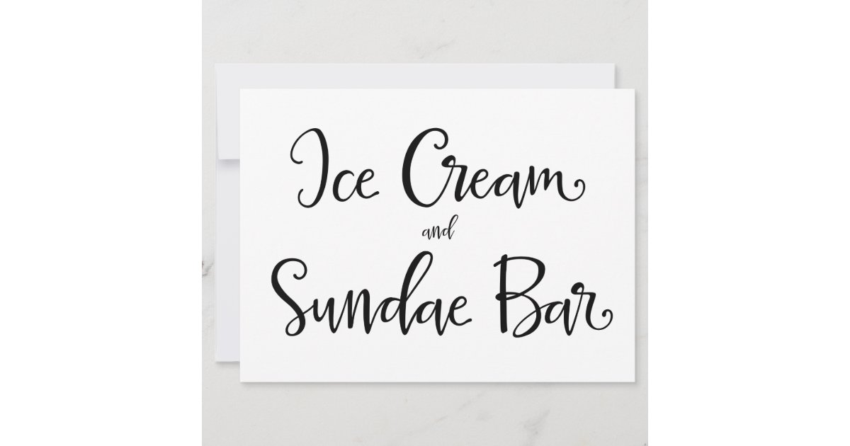 Calligraphy | "Ice Cream and Sundae Bar" Sign | Zazzle