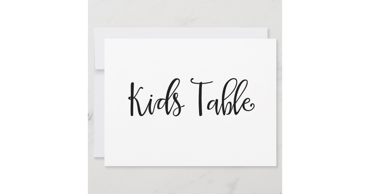 Calligraphy | "Kids Table" Wedding Sign Invitation | Zazzle