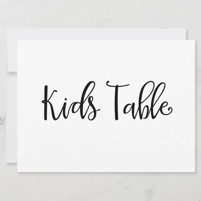 Calligraphy | "Kids Table" Wedding Sign Invitation | Zazzle
