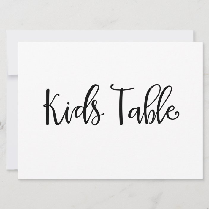 Calligraphy | "Kids Table" Wedding Sign Invitation | Zazzle.com