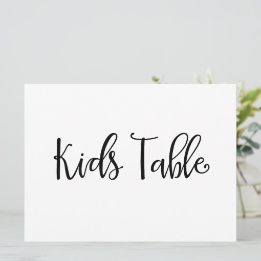 Calligraphy | "Kids Table" Wedding Sign Invitation | Zazzle