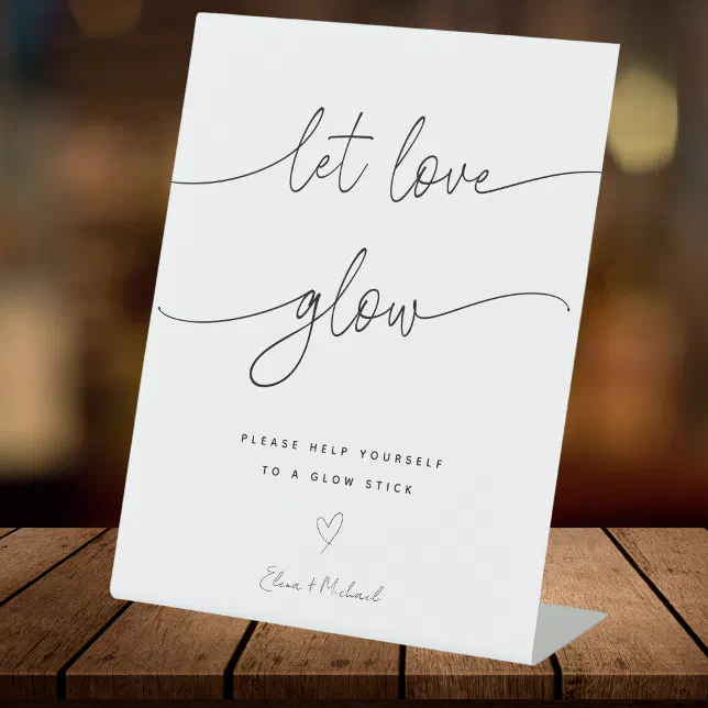 Calligraphy Let Love Glow Wedding Glow Stick Sign | Zazzle