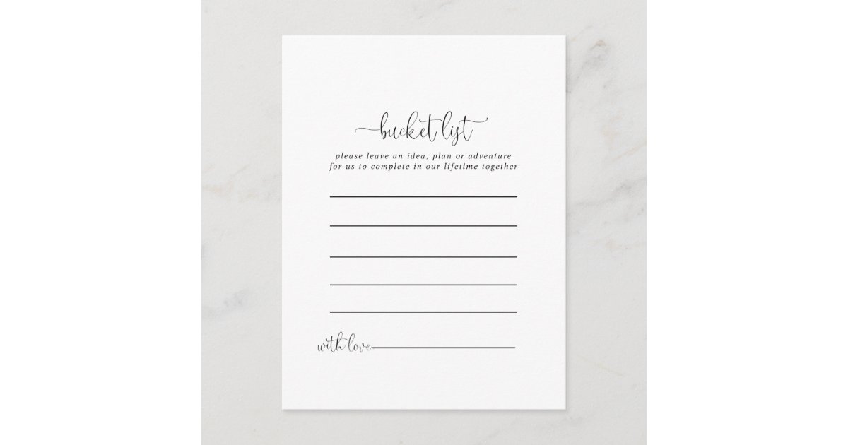 Calligraphy Love Fancy Script Bucket List Cards | Zazzle