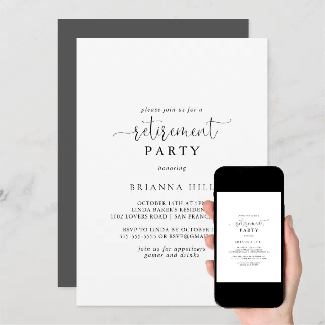 Calligraphy Love Fancy Script Retirement Party Invitation | Zazzle