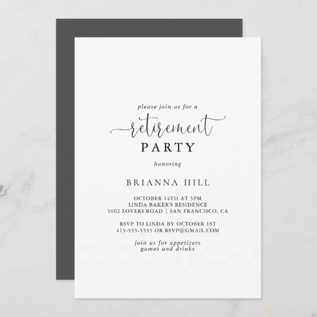 Calligraphy Love Fancy Script Retirement Party Invitation | Zazzle