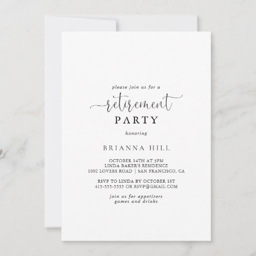 Calligraphy Love Fancy Script Retirement Party Invitation | Zazzle