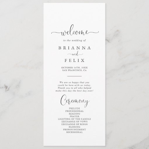 Calligraphy Love Fancy Script Wedding Program | Zazzle