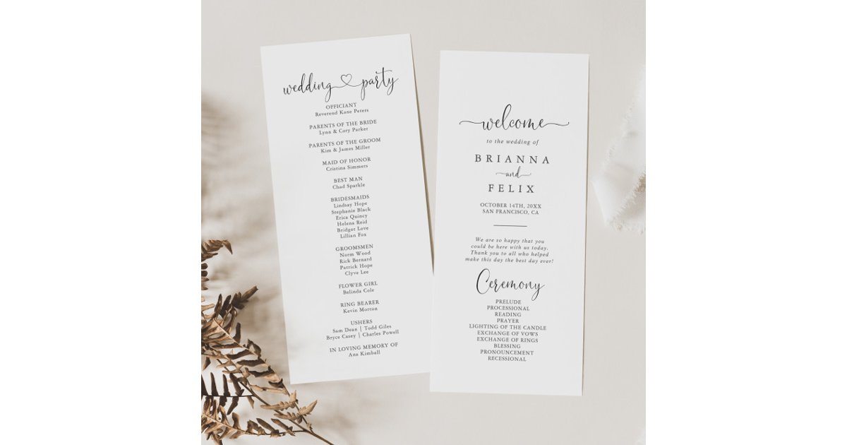 Calligraphy Love Fancy Script Wedding Program | Zazzle
