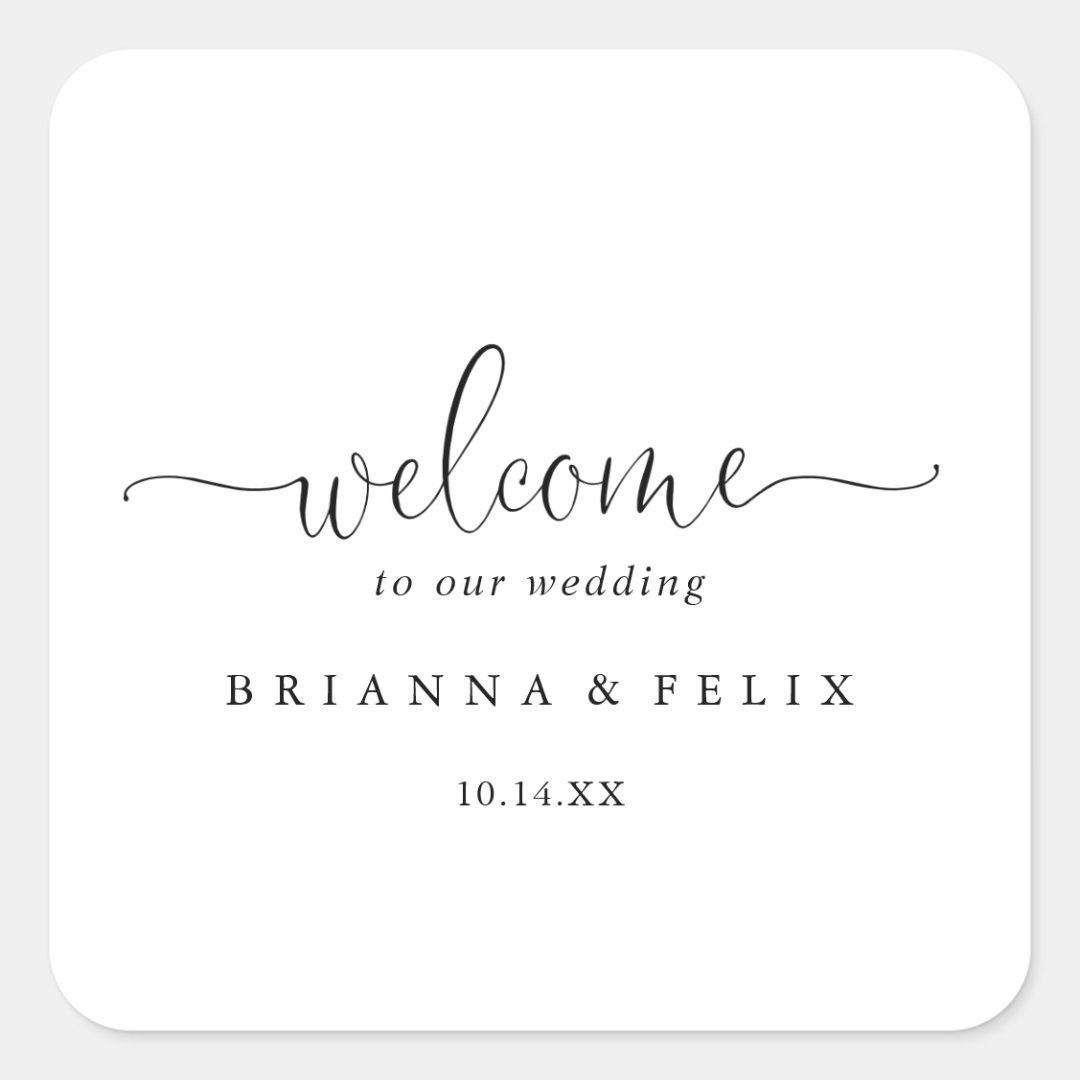 Calligraphy Love Fancy Script Wedding Welcome Square Sticker | Zazzle