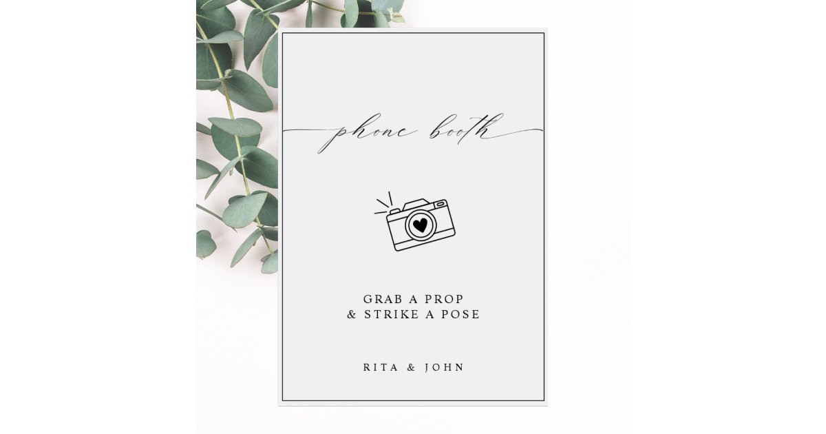 Calligraphy Minimalist Photo Booth Wedding Sign | Zazzle