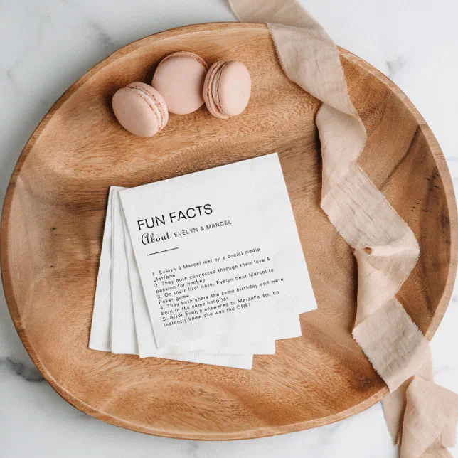 Calligraphy Minimalist Trivia Fun Facts Wedding Napkins | Zazzle