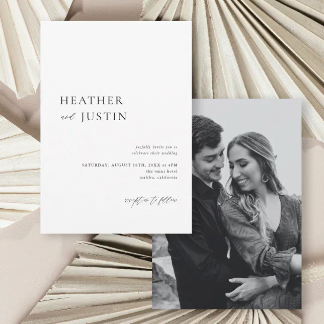 Calligraphy Minimalist Wedding Photo Invitation | Zazzle