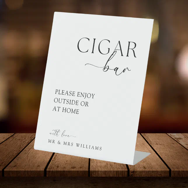 Calligraphy Modern Wedding Cigar Bar Wedding Sign | Zazzle