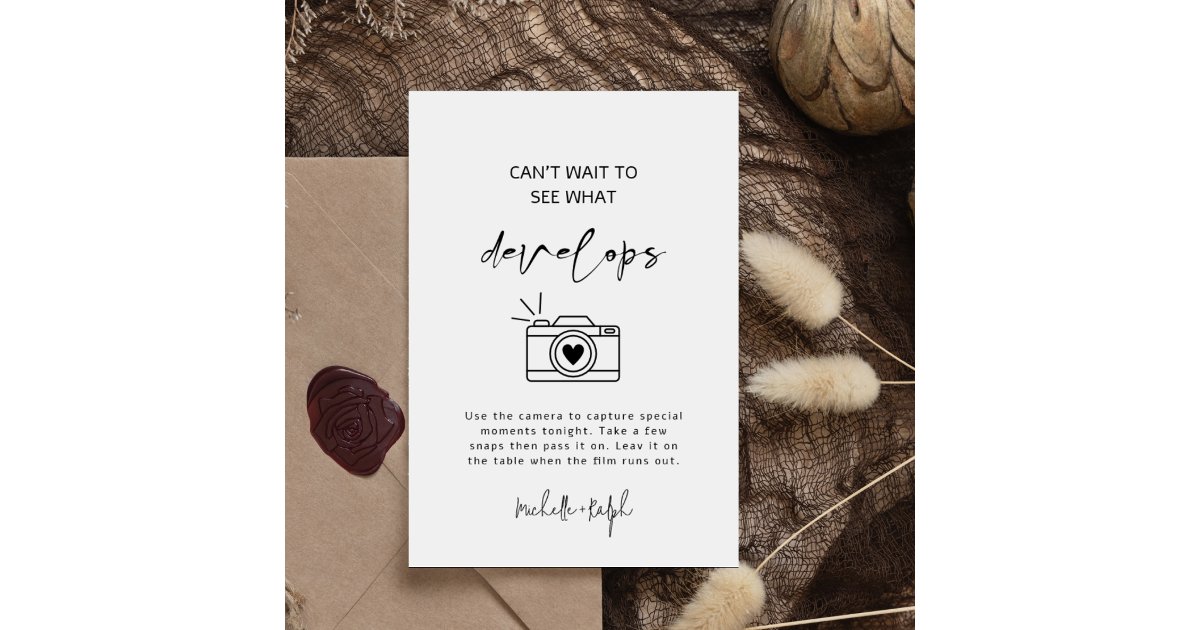 Calligraphy Modern Wedding Disposable Camera Sign | Zazzle