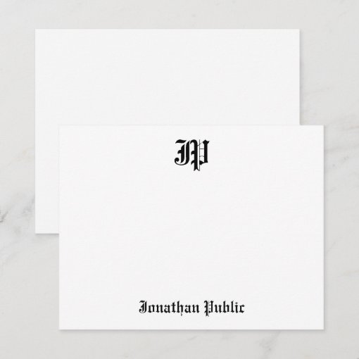 Calligraphy Monogram Classic Nostalgic Old English Note Card | Zazzle