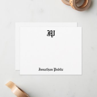 Calligraphy Monogram Classic Nostalgic Old English Note Card | Zazzle