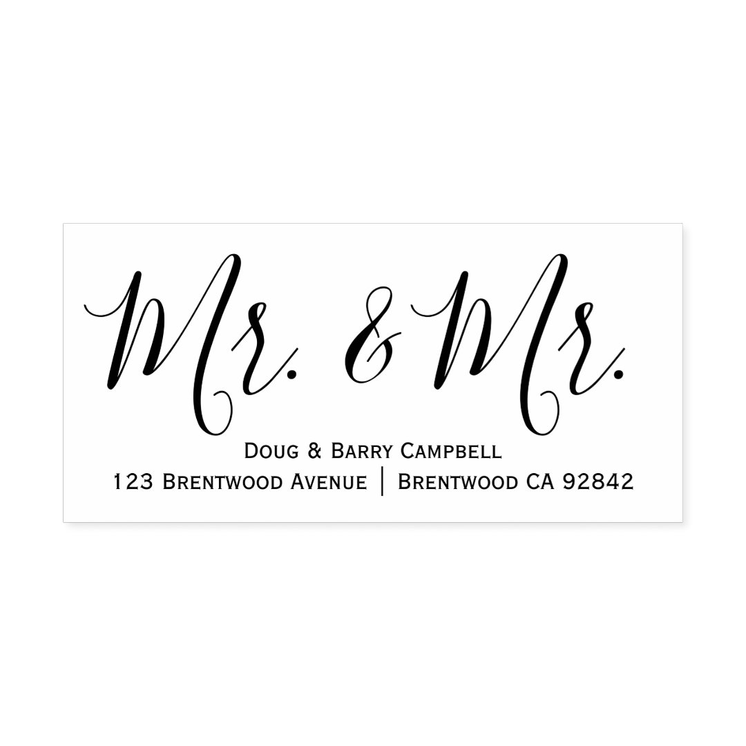 Calligraphy Mr. & Mr. Personalized Rubber Stamp | Zazzle