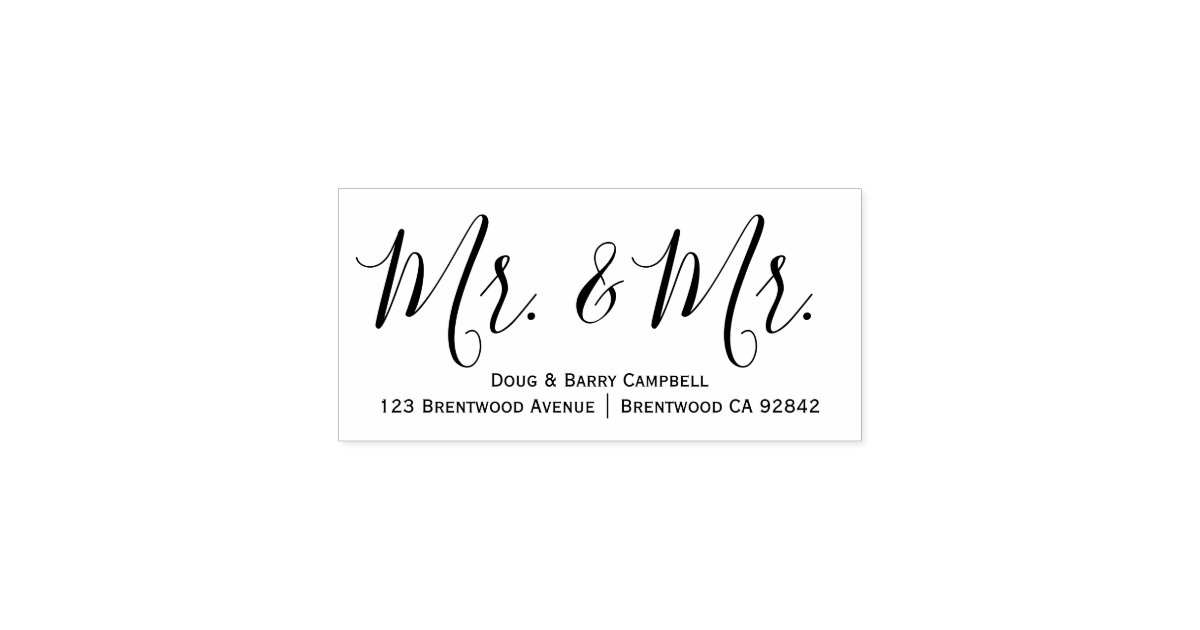 Calligraphy Mr. & Mr. Personalized Rubber Stamp | Zazzle