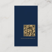 Calligraphy Navy Blue Gold QR Code Wedding Details Enclosure Card | Zazzle