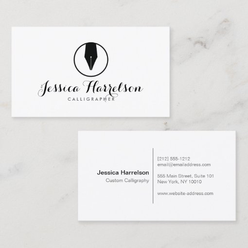 CALLIGRAPHY PEN NIB LOGO I for Calligraphers Business Card | Zazzle