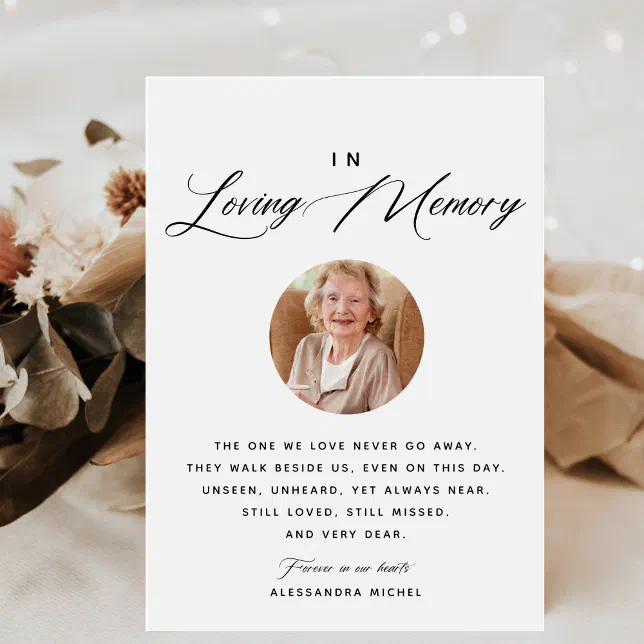 Calligraphy Photo In Loving Memory Wedding Sign | Zazzle