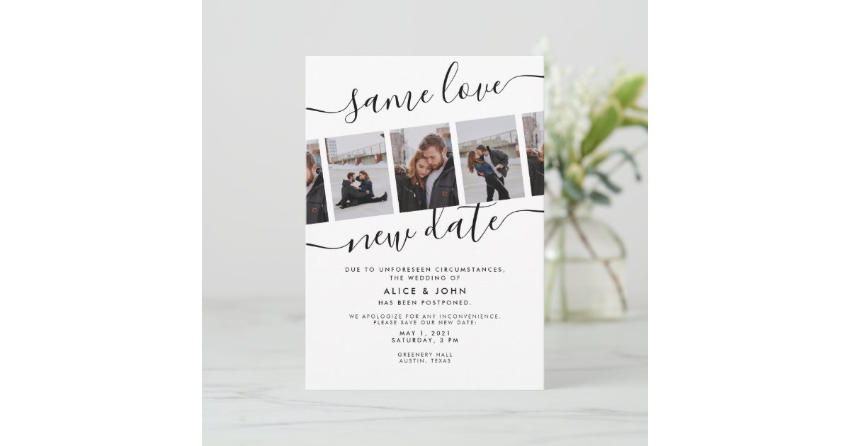 Calligraphy Photo Same Love New Date Wedding Announcement | Zazzle