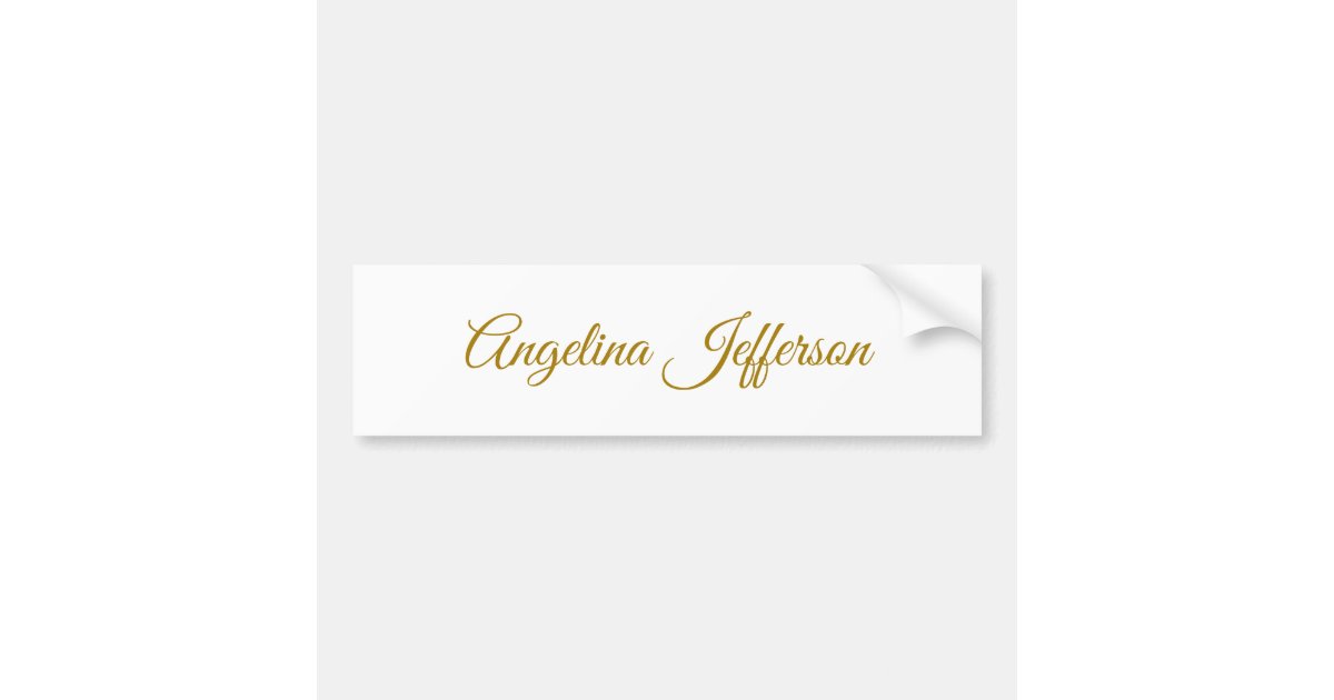 Calligraphy Professional Elegant Gold Color Bumper Sticker | Zazzle