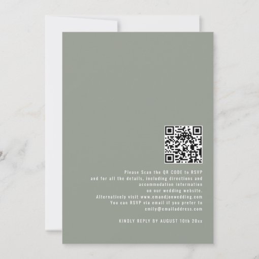 Calligraphy QR Sage Wedding Evening Party Guests Invitation | Zazzle