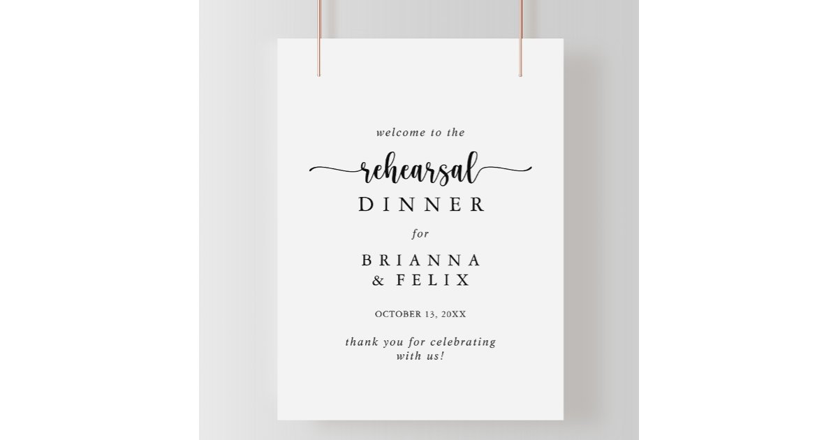 Calligraphy Rehearsal Dinner Welcome Sign | Zazzle