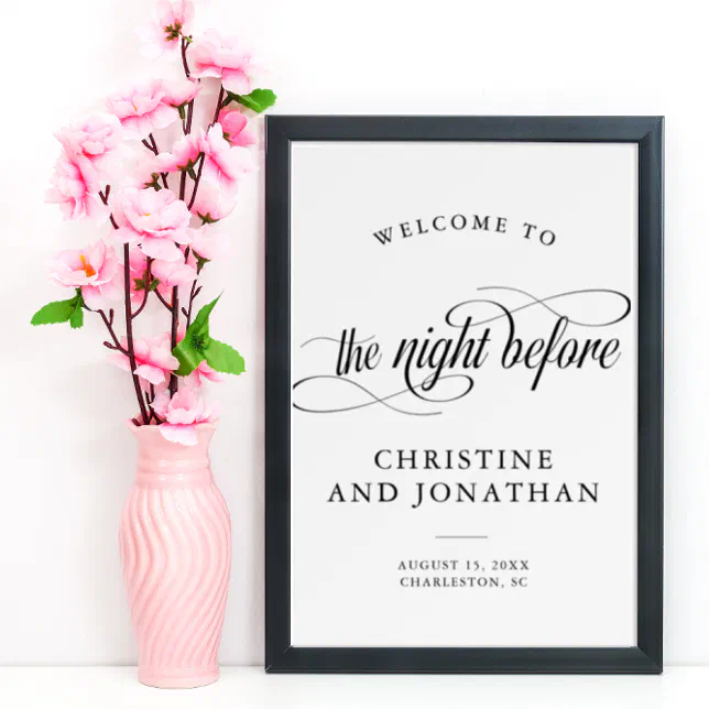 Calligraphy Rehearsal Dinner Welcome Sign Poster | Zazzle