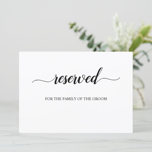 Calligraphy Reserved Wedding Seating Sign Invitation | Zazzle